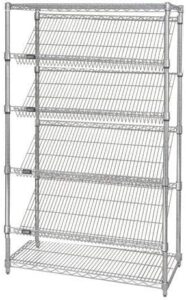 omega 18" deep x 60" wide x 74" high 6 tier black slanted wire shelf starter shelving unit