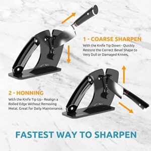 Amesser Professional Knife Sharpeners with Auto Adjustable Angles, Chef-quality Results, Sharpen and Hone any Knife, Kitchen Knives, Camping Knife Sharpner, Blade Sharpener