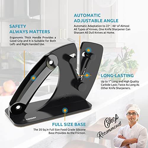 Amesser Professional Knife Sharpeners with Auto Adjustable Angles, Chef-quality Results, Sharpen and Hone any Knife, Kitchen Knives, Camping Knife Sharpner, Blade Sharpener