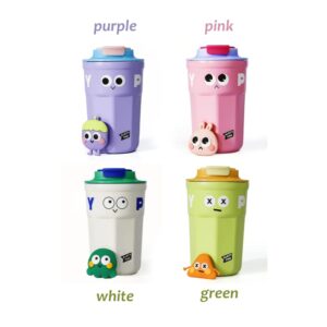 Cartoon emoji Water Bottle Thermos flask 316 stainless steel yeti cup gifts for women Children（14 oz/400ml） (pink)