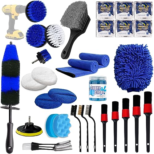 Cuoreca 31 Pcs Car Detailing Kit Interior and Exterior Cleaner, Car Cleaning Kit, Professional Detailing Brush Set, Car Wash Kit, Auto Detailing Kit, Reusable, Perfect for Cars, Bikes, Wheels & Gifts