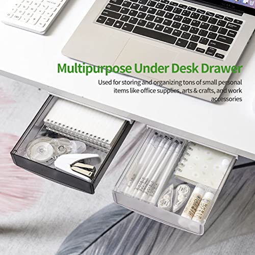 Rg-desk adhesive drawer 2 Pack adhesive desk drawer + triple adhesive | under desk organizer| adhesive pull out drawer | under desk drawer | under desk storage drawers | drawer under desk