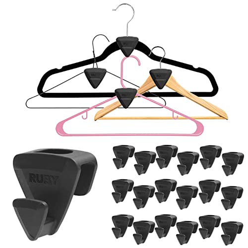 Original AS-SEEN-ON-TV Ruby Space Triangles, Ultra- Premium Hanger Hooks Triple Closet Space 18 PC Value Pack, Black