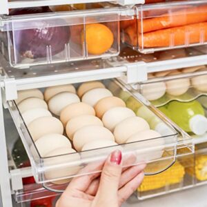 wuuusday storage for fridge organizerstorage,refrigerator organizer bins with handle,fit for fridge shelf,food container storage,adjustable fridge organizer (family size:1 egg-2 no divider-4 grid)