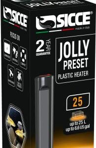 Sicce 22W Jolly Preset Small Submersible Aquarium Heater, Constant Temperature, Betta Fish Tank Heater Set to 77℉ for 1-7 Gallons Freshwater & Saltwater Tanks