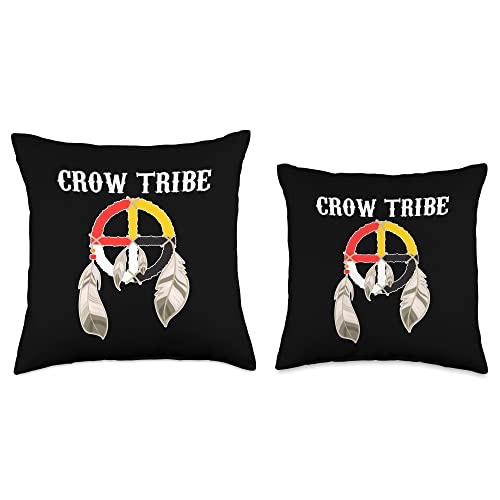 Crow Nation Indian Crow Tribe Nation Absaroka Native Medicine Wheel Throw Pillow, 16x16, Multicolor