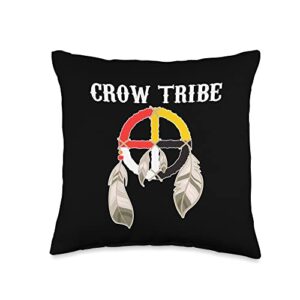 crow nation indian crow tribe nation absaroka native medicine wheel throw pillow, 16x16, multicolor