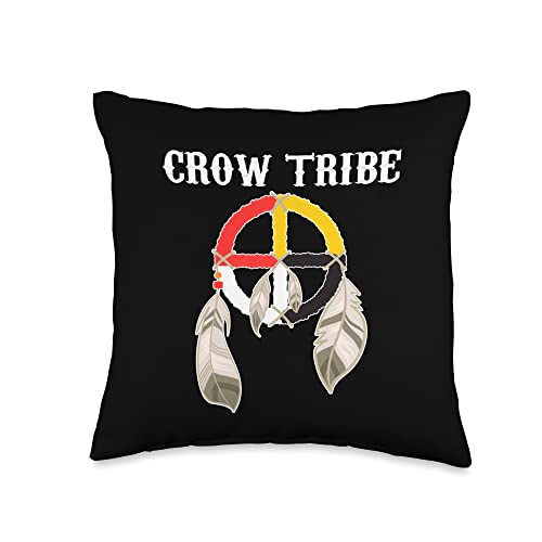 Crow Nation Indian Crow Tribe Nation Absaroka Native Medicine Wheel Throw Pillow, 16x16, Multicolor