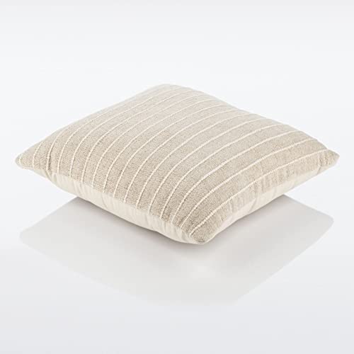 Nate Home by Nate Berkus Textured Cotton Decorative Throw Pillow | Modern Decorative Cushion for Couch, Chairs, or Bedroom from mDesign - Square Size 20" x 20", Natural (Taupe)