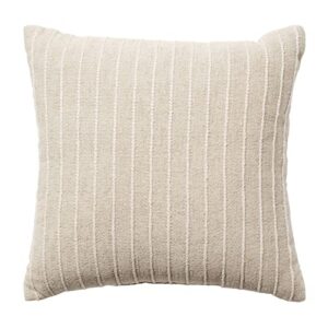 Nate Home by Nate Berkus Textured Cotton Decorative Throw Pillow | Modern Decorative Cushion for Couch, Chairs, or Bedroom from mDesign - Square Size 20" x 20", Natural (Taupe)