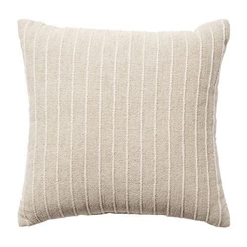 Nate Home by Nate Berkus Textured Cotton Decorative Throw Pillow | Modern Decorative Cushion for Couch, Chairs, or Bedroom from mDesign - Square Size 20" x 20", Natural (Taupe)