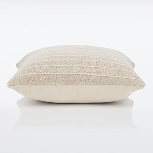 Nate Home by Nate Berkus Textured Cotton Decorative Throw Pillow | Modern Decorative Cushion for Couch, Chairs, or Bedroom from mDesign - Square Size 20" x 20", Natural (Taupe)