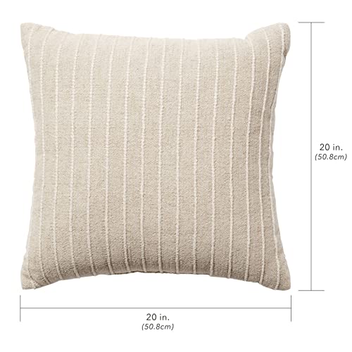 Nate Home by Nate Berkus Textured Cotton Decorative Throw Pillow | Modern Decorative Cushion for Couch, Chairs, or Bedroom from mDesign - Square Size 20" x 20", Natural (Taupe)