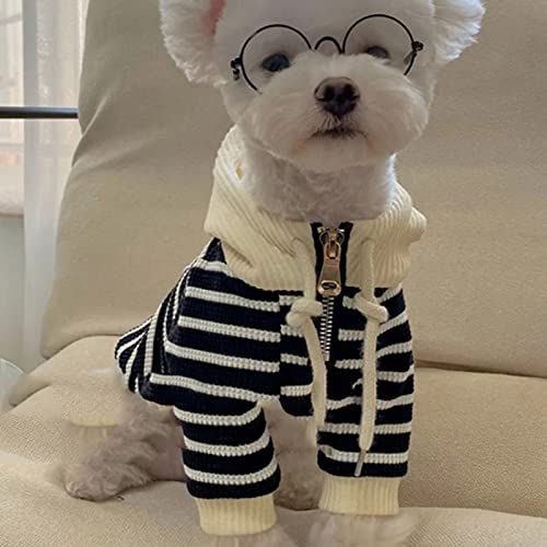 Winter Clothes for Dogs College Stripe Dog Clothes Schnauzer Yorkie French Bulldog Outfit for Small Medium Dogs-XS