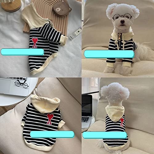 Winter Clothes for Dogs College Stripe Dog Clothes Schnauzer Yorkie French Bulldog Outfit for Small Medium Dogs-XS