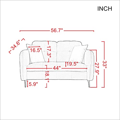 EMKK Modern Sofa Loveseat Furniture with 2 Pillows, Small Love Seats Couch for Living Room & Apartment, Easy-Assembly, Dark Gray