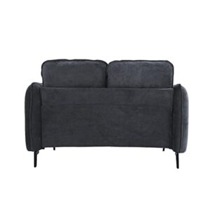 EMKK Modern Sofa Loveseat Furniture with 2 Pillows, Small Love Seats Couch for Living Room & Apartment, Easy-Assembly, Dark Gray