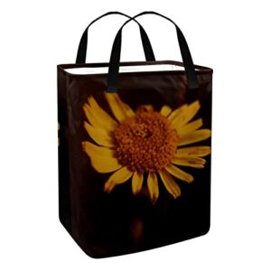 Yellow Chrysanthemum Print Collapsible Laundry Hamper, 60L Waterproof Laundry Baskets Washing Bin Clothes Toys Storage for Dorm Bathroom Bedroom