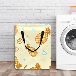 Fruits Pineapple Background Print Collapsible Laundry Hamper, 60L Waterproof Laundry Baskets Washing Bin Clothes Toys Storage for Dorm Bathroom Bedroom