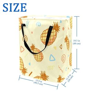 Fruits Pineapple Background Print Collapsible Laundry Hamper, 60L Waterproof Laundry Baskets Washing Bin Clothes Toys Storage for Dorm Bathroom Bedroom