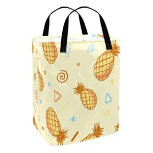 Fruits Pineapple Background Print Collapsible Laundry Hamper, 60L Waterproof Laundry Baskets Washing Bin Clothes Toys Storage for Dorm Bathroom Bedroom