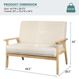 Homajor Small loveseat,loveseat Sofa,Small couches for Small Spaces,Sofa Couch,Fabric Loveseat Sofa Couch for Living Room Bedroom,Beige, (OWS2NAT)