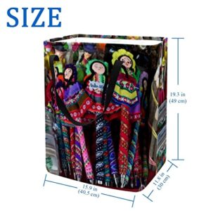 Handmade Puppet Print Collapsible Laundry Hamper, 60L Waterproof Laundry Baskets Washing Bin Clothes Toys Storage for Dorm Bathroom Bedroom