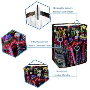 Handmade Puppet Print Collapsible Laundry Hamper, 60L Waterproof Laundry Baskets Washing Bin Clothes Toys Storage for Dorm Bathroom Bedroom