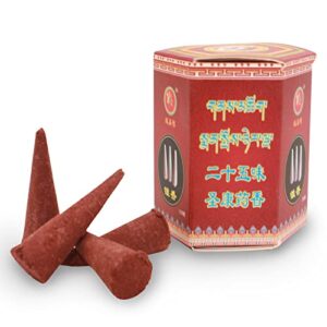 tibetan herbal incense cones - natural organic meditation incense cones - composition of 25 natural plants for eliminating odors and dispelling negative energy