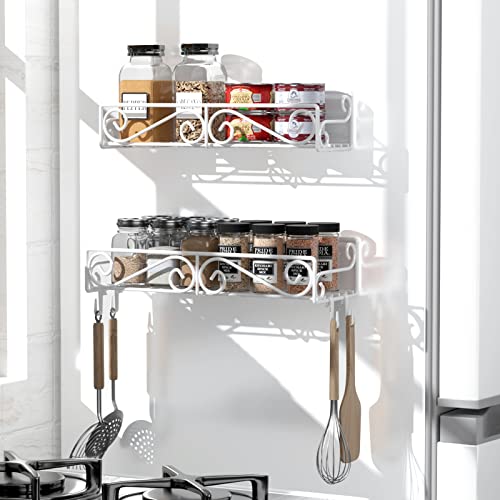 Ceayell Magnetic Spice Rack Shelf Storage Organizer for Refrigerator, Microwave Oven, Magnetical Fridge Shelf from