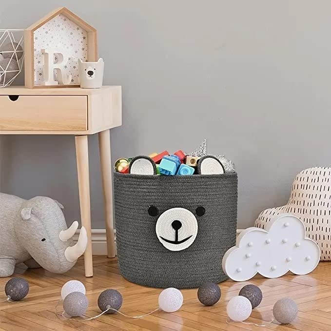 Large Storage Laundry Basket - Woven Blanket Basket Laundry Hamper for Toys Blankets Towels Clothes Throws 15.4" x 13.8"