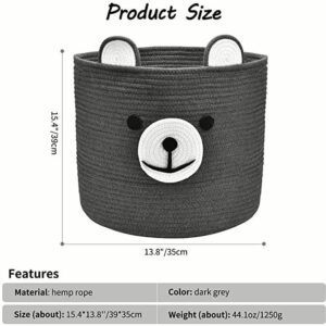 Large Storage Laundry Basket - Woven Blanket Basket Laundry Hamper for Toys Blankets Towels Clothes Throws 15.4" x 13.8"