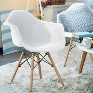 GLUXIT Modern Style Dining Chair Mid Century Modern DSW Chair, Shell Lounge Plastic Chair for Kitchen, Dining, Bedroom, Living Room Side Chairs Set of 4(White)