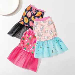 Pet Supplies Pet Dress Lace Design Printing Sweet Strawberry Rabbit Princess Dress Pet Supplies Pet Clothes