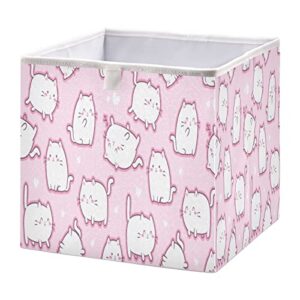 kawaii cats cube storage bin, 11x11x11 in collapsible fabric storage cubes organizer portable storage baskets for shelves, closets, laundry, nursery, home decor