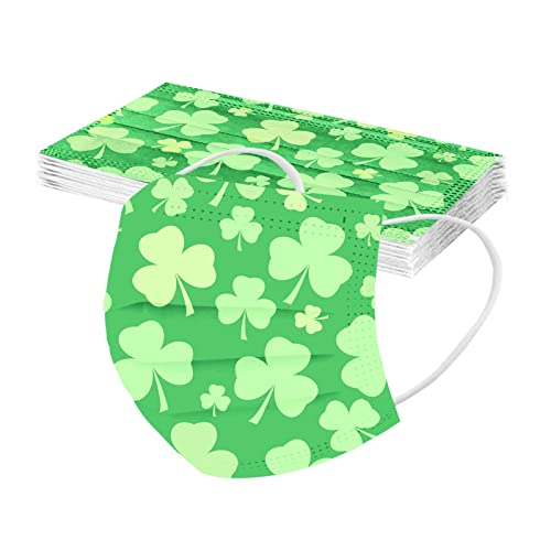 50Pack Women's Disposable St. Patrick's Day Masks Disposable Women Adult Green Anti-Dust Irish Clover St. Paddy's Day