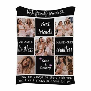 artsadd custom best friend blanket with photos, best friends forever bed blanket personalized friendship picture throw blanket for girls bff customized birthday gifts for women 30x40