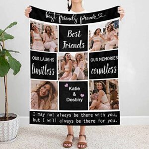 Artsadd Custom Best Friend Blanket with Photos, Best Friends Forever Bed Blanket Personalized Friendship Picture Throw Blanket for Girls BFF Customized Birthday Gifts for Women 30x40