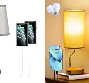 Unfusne Lamps for bedrooms Set of 3, Touch Control Table Lamp 3 Way Dimmable Nightstand Lamp with Fabric Shade, Small Lamp Living Room, Dorm, Home,Office(LED Bulb Included)