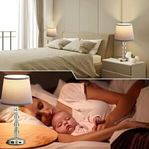 Unfusne Lamps for bedrooms Set of 3, Touch Control Table Lamp 3 Way Dimmable Nightstand Lamp with Fabric Shade, Small Lamp Living Room, Dorm, Home,Office(LED Bulb Included)