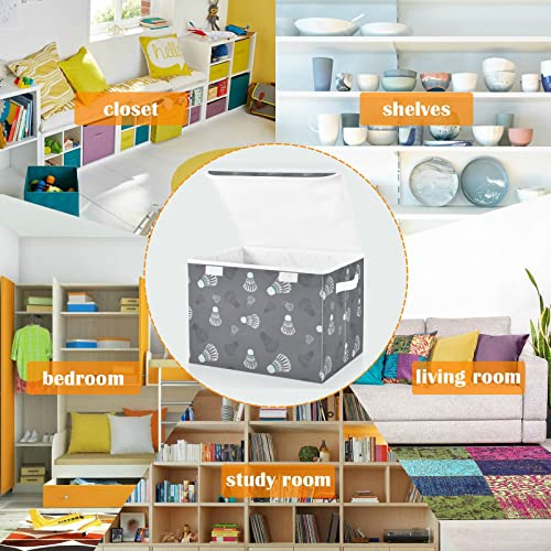 CaTaKu Gray Badminton Storage Bins with Lids and Handles, Fabric Large Storage Container Cube Basket with Lid Decorative Storage Boxes for Organizing Clothes