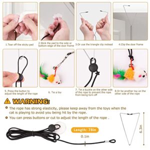 HOSFROLL Cat Toys Wand, Interactive Cat Toy with Super Suction Cup Sticky Detachable 12 PCS Feather Replacements 2 Wands Cat Spring Feather Toys for Indoor Cats Kitten Toys (9 Toys Double Headed)