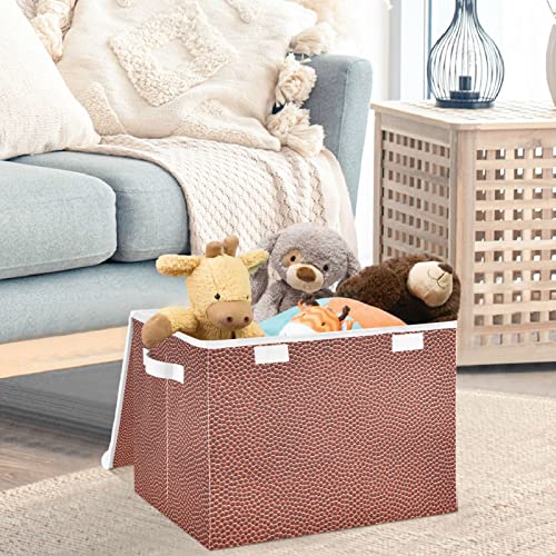 CaTaKu Football Game Storage Bins with Lids and Handles, Fabric Large Storage Container Cube Basket with Lid Decorative Storage Boxes for Organizing Clothes