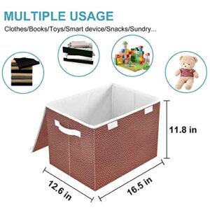 CaTaKu Football Game Storage Bins with Lids and Handles, Fabric Large Storage Container Cube Basket with Lid Decorative Storage Boxes for Organizing Clothes