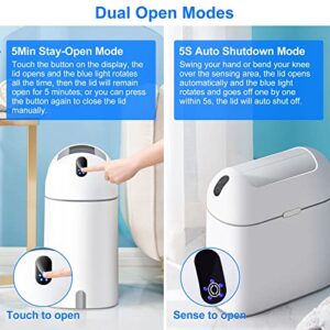 TeqHome Touchless Trash Can, Smart Bathroom Garbage Can W/Automatic Lid, 4.6 Gal Modern Motion Sensor Trash Bin, Butterfly Slide Away Lid, 5-Sec Disassembly&Assembly, for Kitchen Office Toilet Bedroom