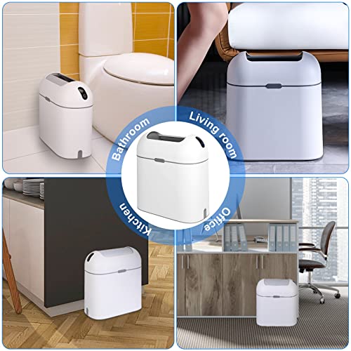 TeqHome Touchless Trash Can, Smart Bathroom Garbage Can W/Automatic Lid, 4.6 Gal Modern Motion Sensor Trash Bin, Butterfly Slide Away Lid, 5-Sec Disassembly&Assembly, for Kitchen Office Toilet Bedroom