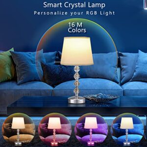 Unfusne Crystal Lamps for bedrooms Set of 3, Set of 2 Touch Control Table Lamps, Set of 1 RGB Smart Lamp