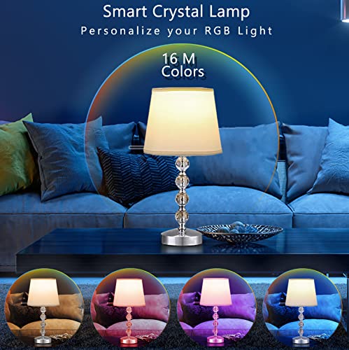 Unfusne Crystal Lamps for bedrooms Set of 3, Set of 2 Touch Control Table Lamps, Set of 1 RGB Smart Lamp