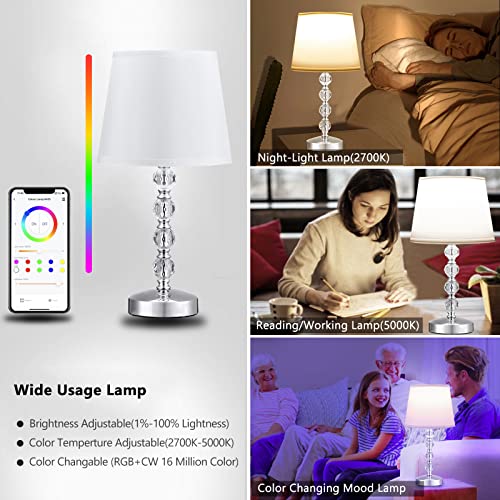 Unfusne Crystal Lamps for bedrooms Set of 3, Set of 2 Touch Control Table Lamps, Set of 1 RGB Smart Lamp