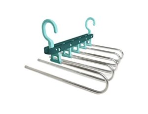 5 tier multi-functional space saving pants hangers for hanging pants, scarfs, belts, shirts, etc. (multiple colors) (blue)